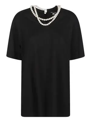 Junya Watanabe Short-sleeved T-shirt With Pearl Embellishment - Black