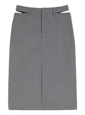 JIL SANDER Dry Wool Poplin Skirt - Shadow