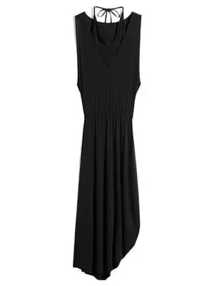 LEMAIRE Sleeveless V-neck Ruched Dress - Charcoal-grey