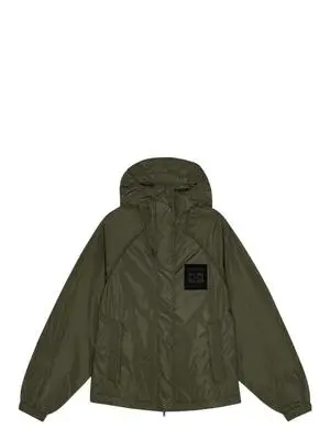 GANNI Zip Up Hooded Nylon Jacket - Green