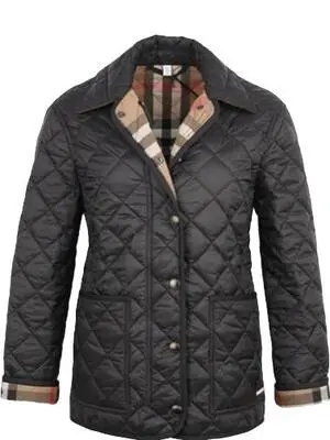Burberry Quilted Jacket With Classic Collar - Black