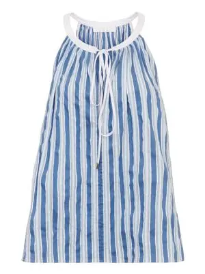 Chloé Sleeveless Striped Top With Pendant Tie - Blue-white