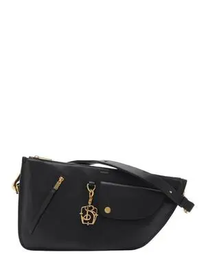 Burberry Shield Twin Shoulder Bag With Zipper Closure - Black