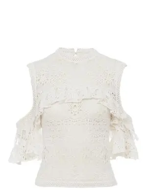 Chloé Sleeveless Crochet Knit Top - White