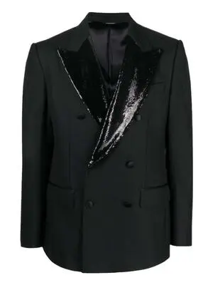 Dolce & Gabbana Dolce Gabbana Sequin Detailed Double-breasted Blazer - Black