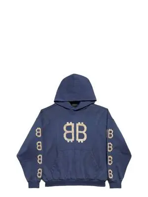 Balenciaga Bb Crypto Logo Hoodie - Blue