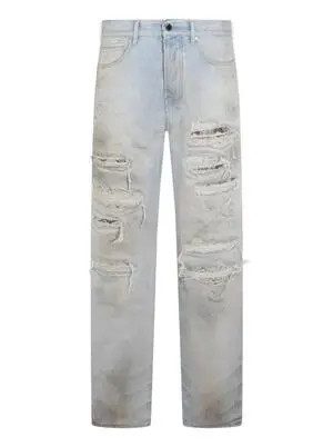 Amiri Distressed Light Wash Denim Jeans - Gray