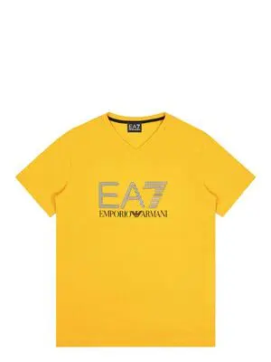 EA7 Logo T-shirt With Round Neck - Yellow