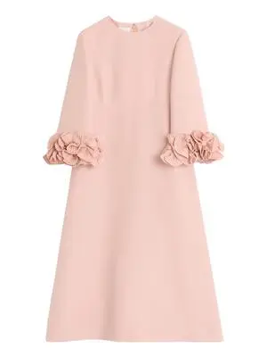 VALENTINO Valentino Crepe Couture Midi Dress With Ruffle Detail
