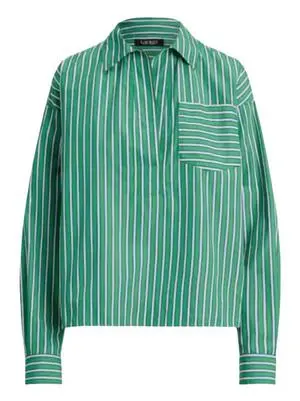 Ralph Lauren Long-sleeved Striped Shirt - Green/whit