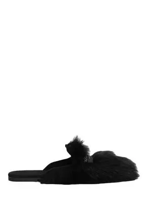 Dolce & Gabbana Shearling Slippers - Black
