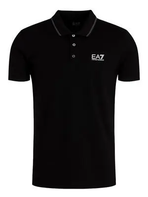 EA7 Logo-print Polo Shirt - Black