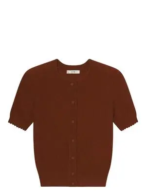 FRAME Frame Short Sleeve Cardigan Chestnuts