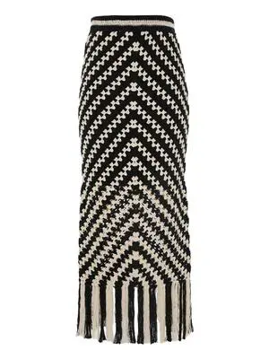 ZIMMERMANN Zimmermann Halliday Crochet Fringed Midi Skirt