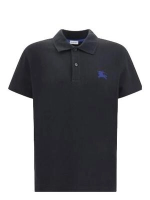 Burberry Logo Embroidered Short Sleeved Polo Shirt - Black
