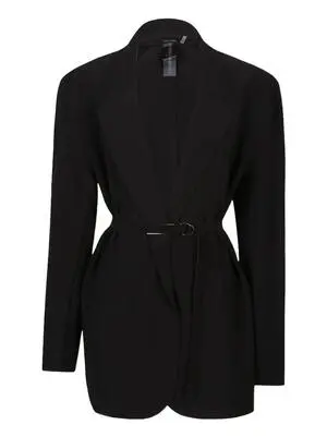 Norma Kamali Notched Lapel Belted Blazer - Black