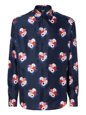 Fendi Floral Print Long-sleeve Shirt - Blue