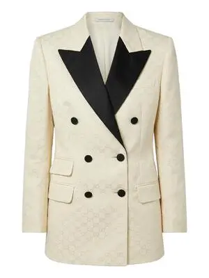 GUCCI Gucci Double-Breasted GG Cotton Satin Blazer