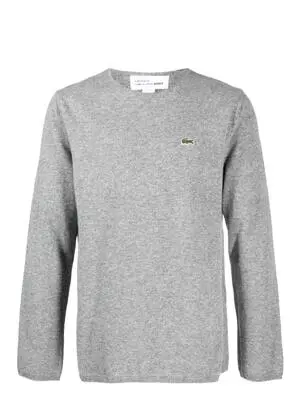 Comme Des Garçons Long-sleeved Sweater With Logo Patch - Gray