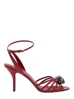 Valentino Garavani Embellished Open Toe Stiletto Sandals - Red