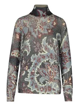 Etro High Neck Printed Jumper - Gray