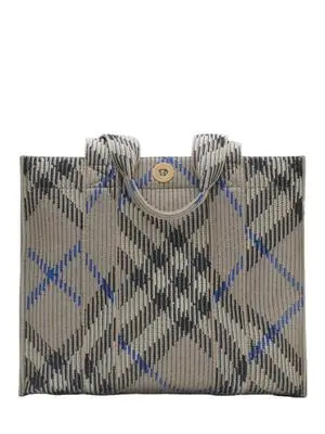 Burberry Burberry Small Check Knitted Tote Bag Lichen