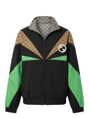Gucci Gg Monogram Highneck Track Jacket - Black
