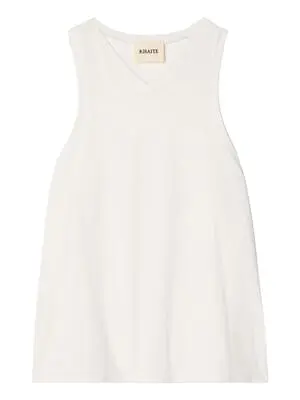 Khaite Sleeveless V-neck Vest - White