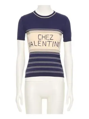 Valentino Garavani Valentino Striped Cotton Jumper Provence Blue/birch