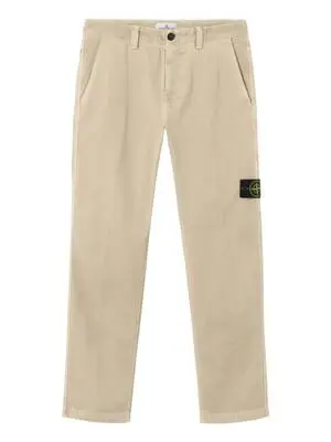 STONE ISLAND Stone Island Logo Patch Organic Cotton Panama Trousers