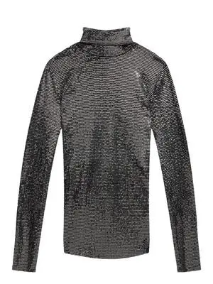 Isabel Marant Étoile Joyela Sequin Embellished High Neck Long Sleeve Top - Black/silver