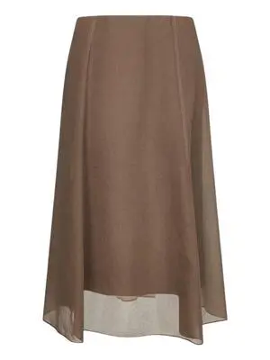 Brunello Cucinelli Brunello Cucinelli Flared Hem Midi Skirt Coffee