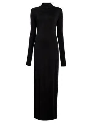 Khaite High Neck Long Sleeve Maxi Dress - Black