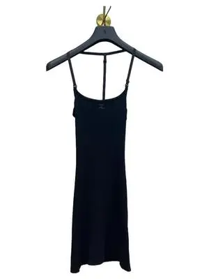 COURREGES Ribbed Spaghetti Strap Dress - Black