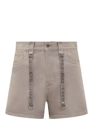 Off-White Logo Patch Denim Shorts - Gray