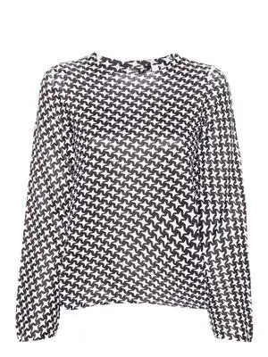 Comme Des Garçons Long-sleeved Top With Pattern - Black