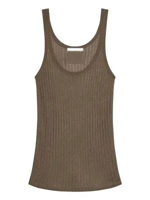 Helmut Lang Ribbed Pointelle Tank - Cognac