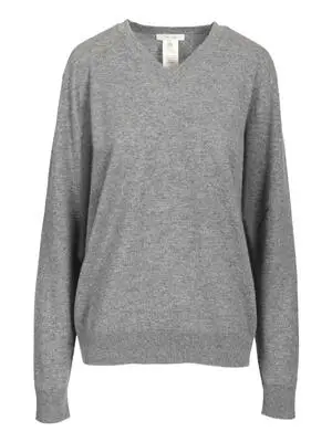 THE ROW The Row Nian Knitted V-Neck Sweater Gray