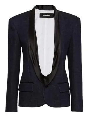 Dsquared2 Long-sleeved Denim Shawl Collar Blazer - Navy