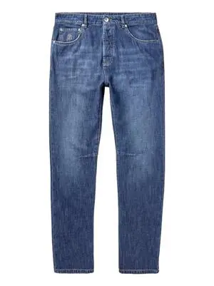 Brunello Cucinelli Straight-leg Jeans With Logo Detail - Blue