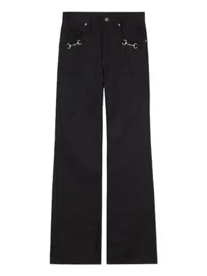 Gucci Cotton Denim Pants With Horsebit Detail - Black