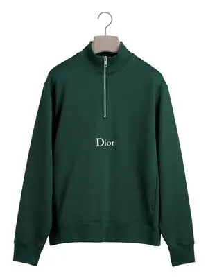 Dior Half Zip Sweatshirt With Embroidered Logo - Green