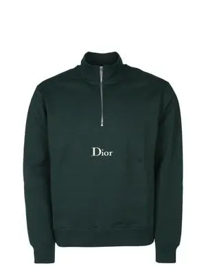 Dior Half Zip Sweatshirt With Embroidered Logo - Green