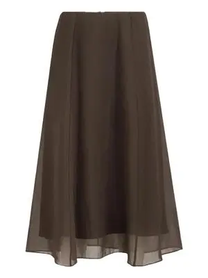 Brunello Cucinelli Brunello Cucinelli Flared Hem Midi Skirt Cocoa