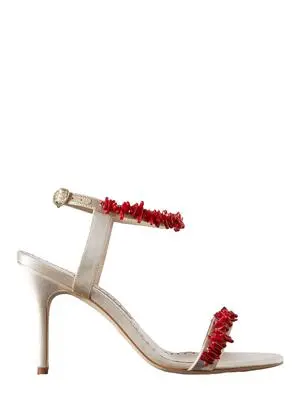 Manolo Blahnik Embellished Stiletto Sandals - Nude