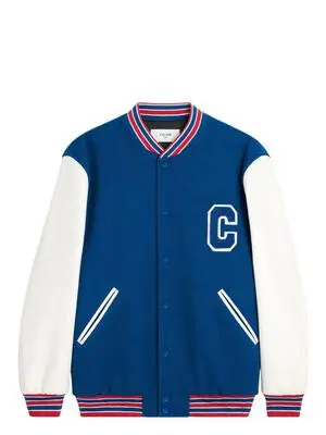 CELINE Celine Varsity Jacket In Textured Wool With Contrast Trim