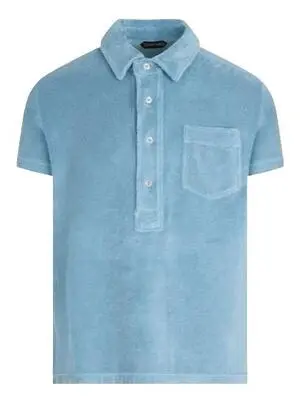 TOM FORD Towelling Polo Shirt - Blue
