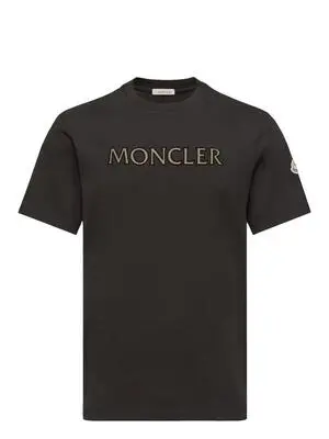 Moncler Logo Embroidered Crewneck T-shirt - Black