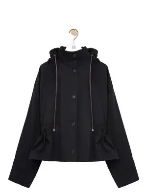 Loewe Hooded Jacket With Leather Accents - Black