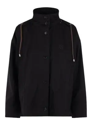 Loewe Hooded Jacket With Leather Accents - Black